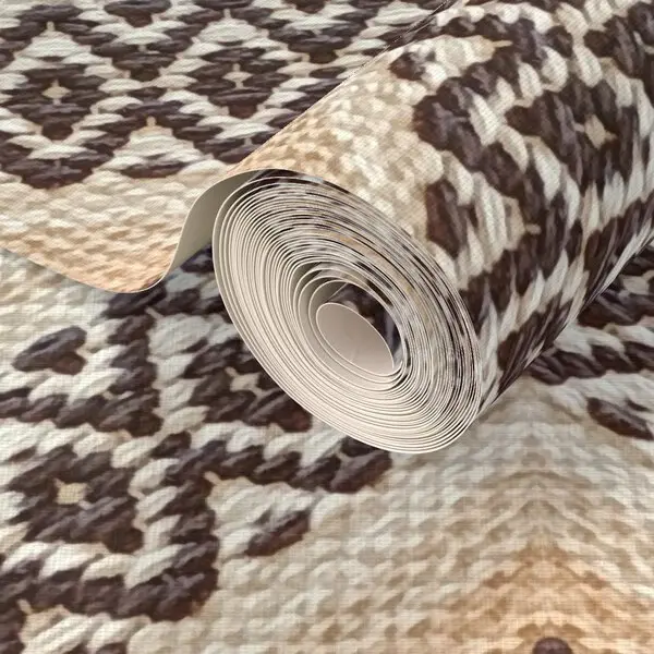Spoonflower Woven Textured Diamonds 100% Natural Sisal Grasscloth Wallcovering - Gray,brown