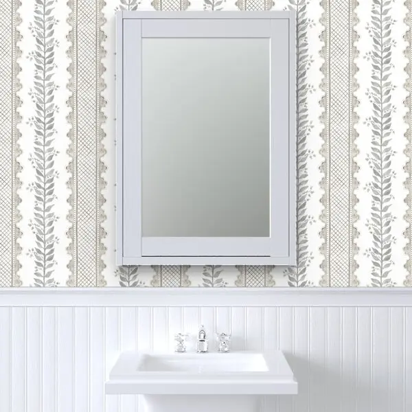 Spoonflower Boho Granny Chic Beige Kitsch Floral Custom Pre-pasted Wallpaper