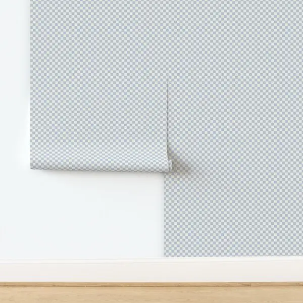 Spoonflower Winter Light Summer Checker Checkerboard Custom Pre-pasted Wallpaper - Blue