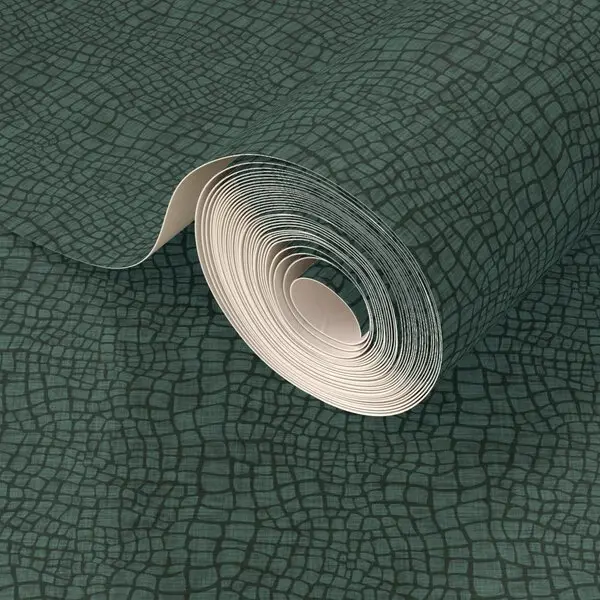 Spoonflower Crocodile Skin Green 100% Natural Sisal Grasscloth Wallcovering - Green,black,gray