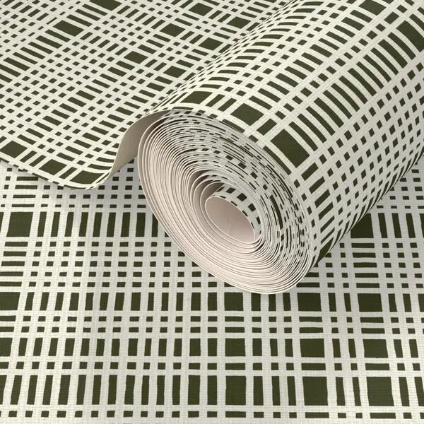 Spoonflower Loose Weave White 100% Natural Sisal Grasscloth Wallcovering - Green,white