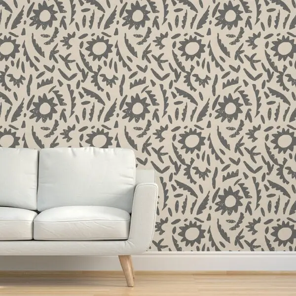 Spoonflower Jules Grey 100% Natural Sisal Grasscloth Wallcovering