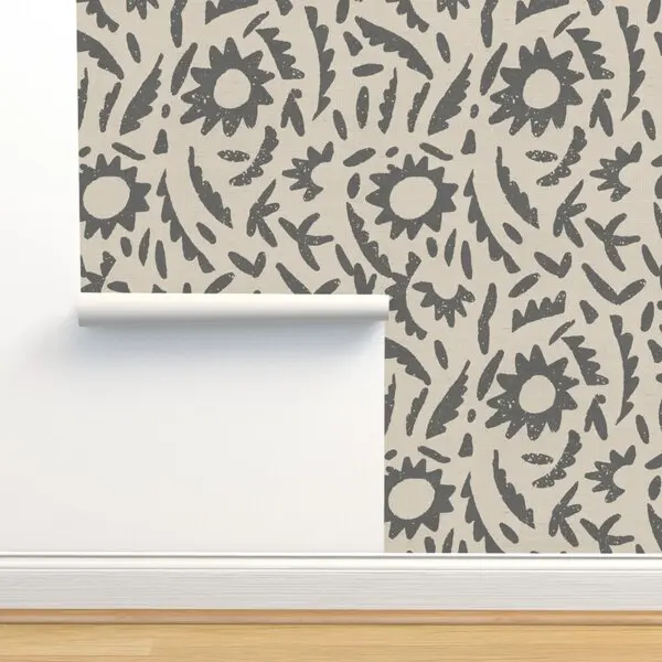 Spoonflower Jules Grey 100% Natural Sisal Grasscloth Wallcovering