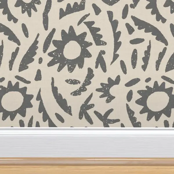 Spoonflower Jules Grey 100% Natural Sisal Grasscloth Wallcovering