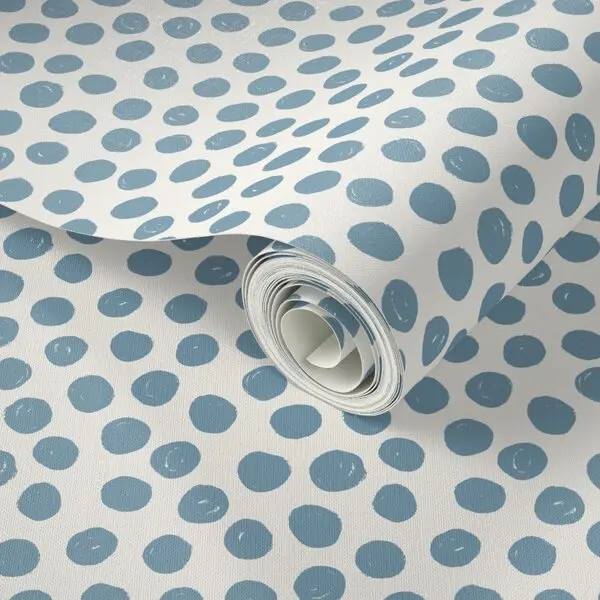 Spoonflower Geometric Polka Dots Artistic Custom Pre-pasted Wallpaper - Blue