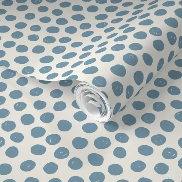 Spoonflower Geometric Polka Dots Artistic Custom Pre-pasted Wallpaper - Blue