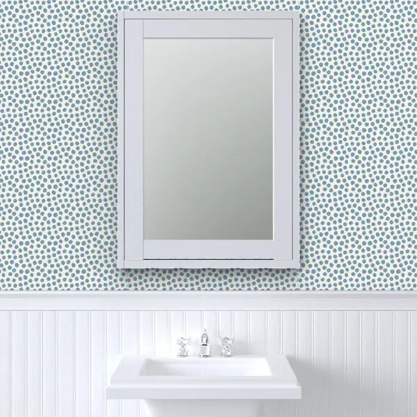 Spoonflower Geometric Polka Dots Artistic Custom Pre-pasted Wallpaper - Blue