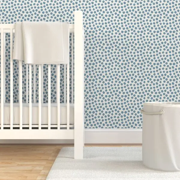 Spoonflower Geometric Polka Dots Artistic Custom Pre-pasted Wallpaper - Blue