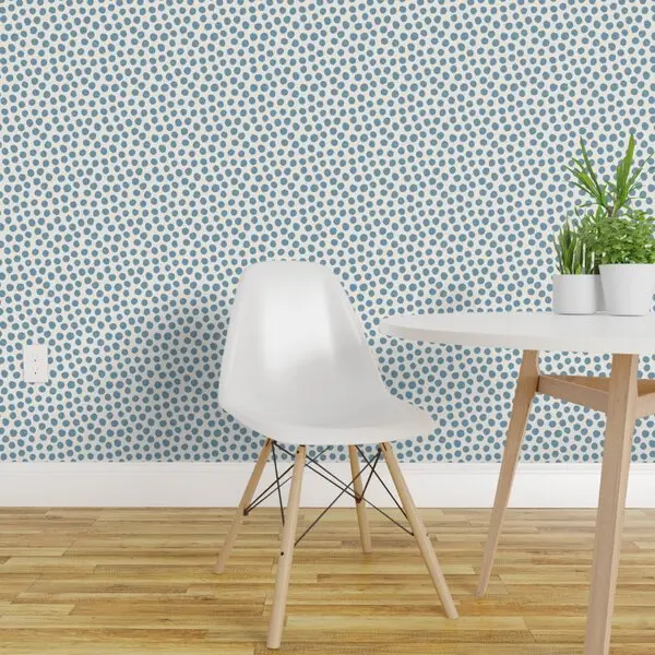 Spoonflower Geometric Polka Dots Artistic Custom Pre-pasted Wallpaper - Blue