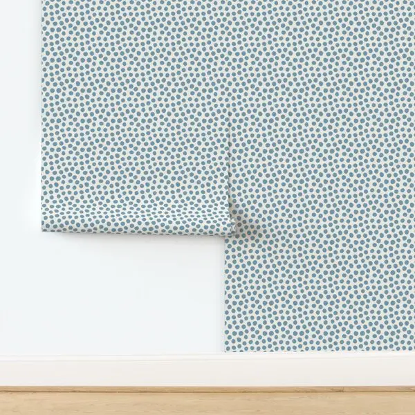 Spoonflower Geometric Polka Dots Artistic Custom Pre-pasted Wallpaper - Blue