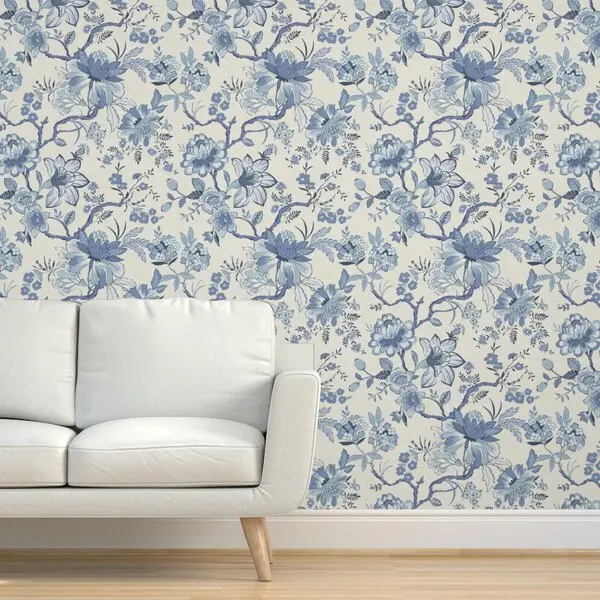 Spoonflower Cinoiserie Mood 100% Natural Sisal Grasscloth Wallcovering