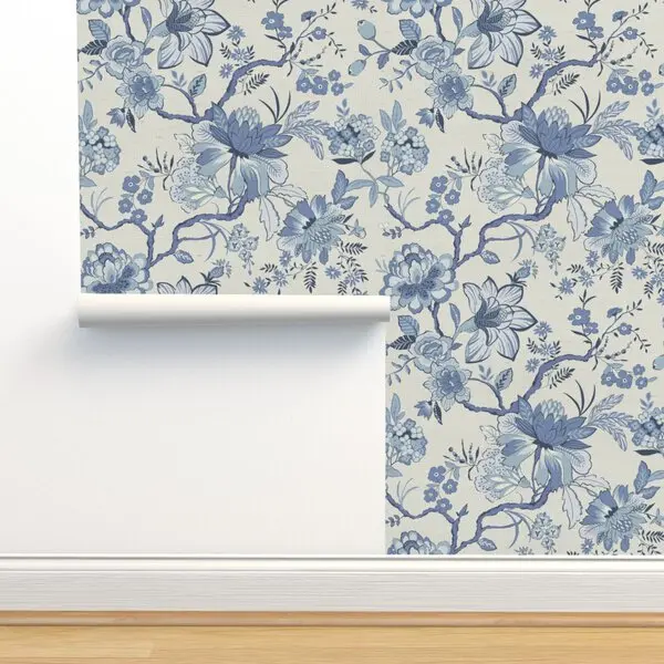 Spoonflower Cinoiserie Mood 100% Natural Sisal Grasscloth Wallcovering