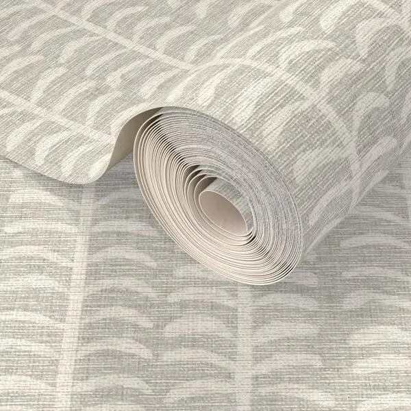 Spoonflower Grasscloth Vine Neutral 100% Natural Sisal Grasscloth Wallcovering - Gray,beige