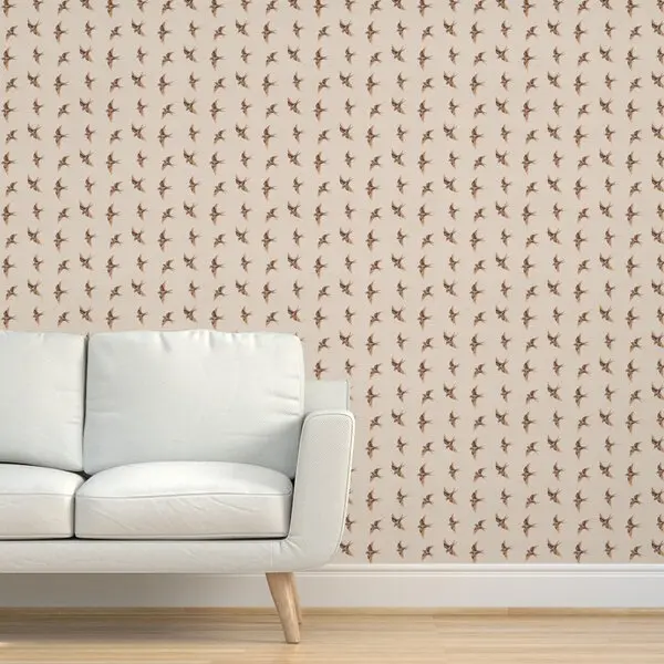 Spoonflower Swallow Neutral 100% Natural Sisal Grasscloth Wallcovering