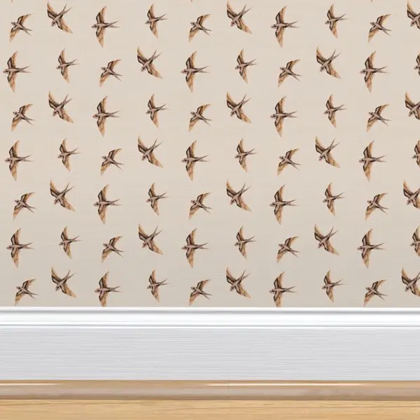 Spoonflower Swallow Neutral 100% Natural Sisal Grasscloth Wallcovering