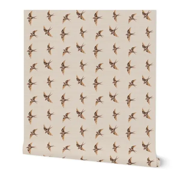Spoonflower Swallow Neutral 100% Natural Sisal Grasscloth Wallcovering