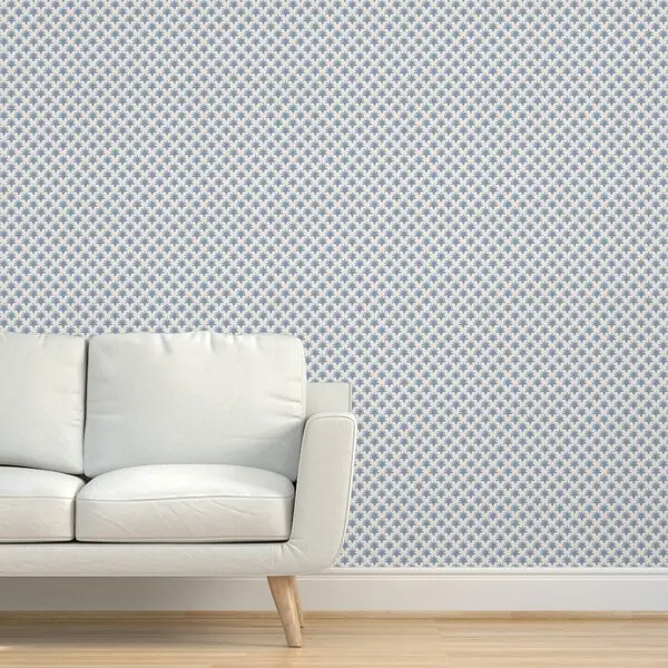 Spoonflower Pinecone Medium Blue On With Texture 100% Natural Sisal Grasscloth Wallcovering - White