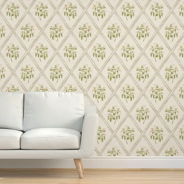 Spoonflower Eloise Neutral Tone 100% Natural Sisal Grasscloth Wallcovering
