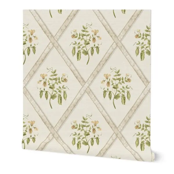 Spoonflower Eloise Neutral Tone 100% Natural Sisal Grasscloth Wallcovering