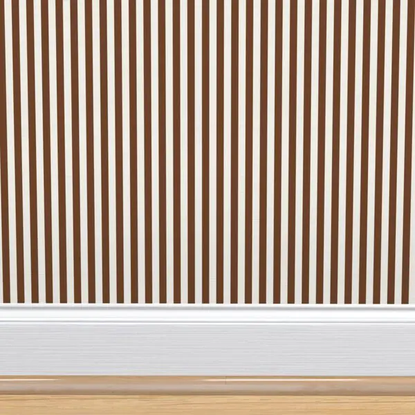 Spoonflower Stripes Chocolate Brown Vertical 100% Natural Sisal Grasscloth Wallcovering - Brown,gray