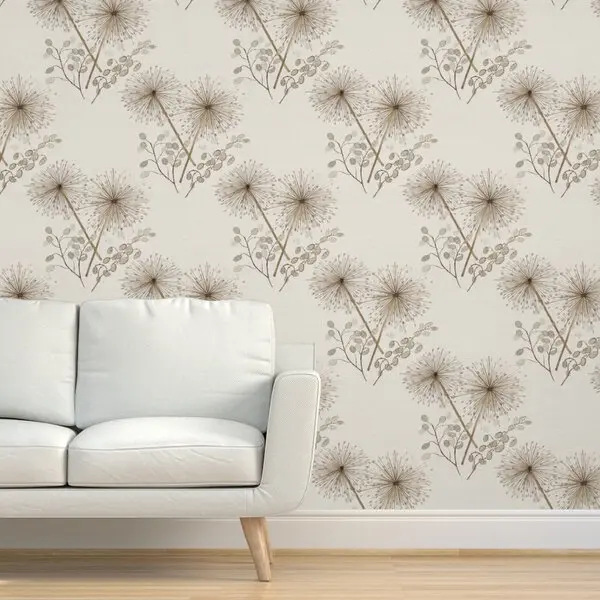Spoonflower Neutral Botanical 100% Natural Sisal Grasscloth Wallcovering