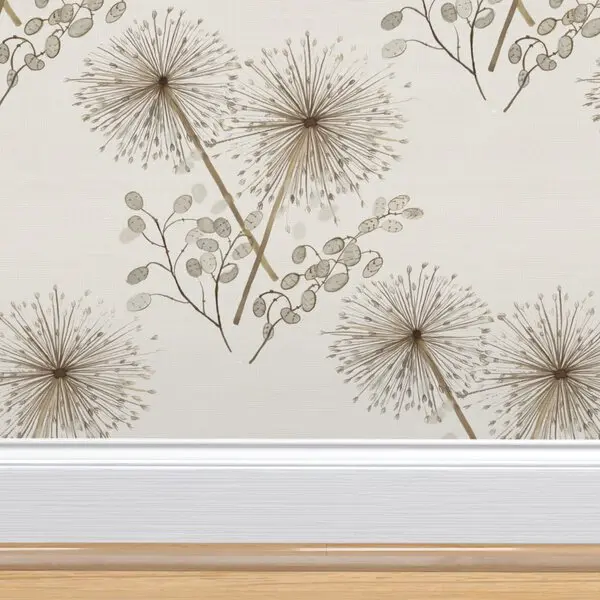 Spoonflower Neutral Botanical 100% Natural Sisal Grasscloth Wallcovering