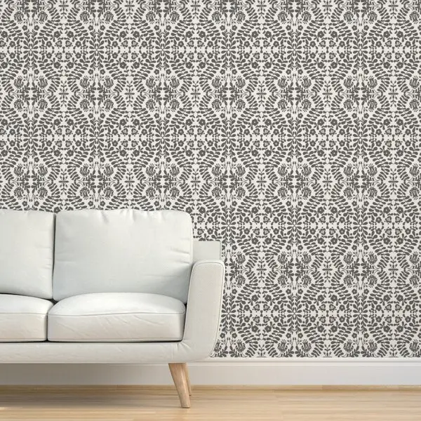 Spoonflower Hun Grey 100% Natural Sisal Grasscloth Wallcovering