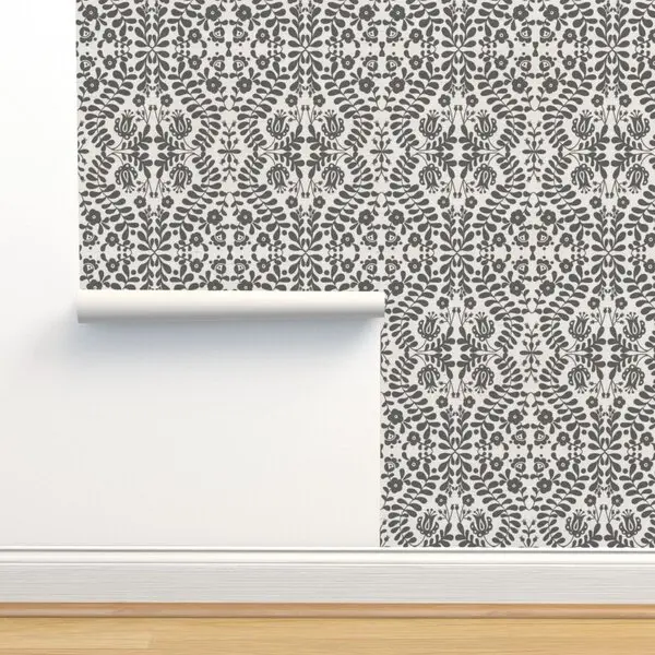 Spoonflower Hun Grey 100% Natural Sisal Grasscloth Wallcovering