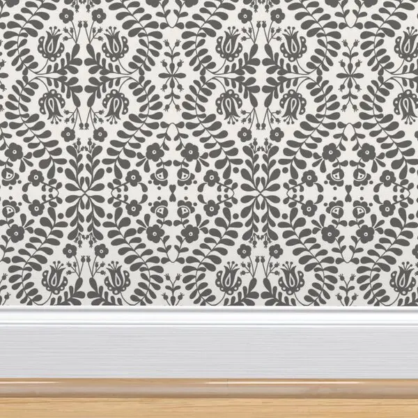 Spoonflower Hun Grey 100% Natural Sisal Grasscloth Wallcovering