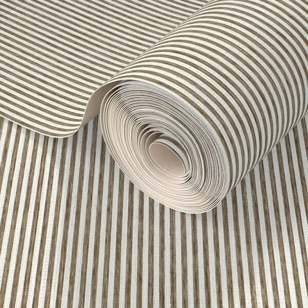 Spoonflower Brown Geometric Stripes Texture Shabby Chic 100% Natural Sisal Grasscloth Wallcovering - Gray,brown