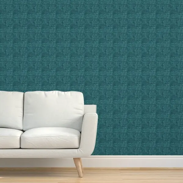 Spoonflower Fable Textured Solid Teal Blue Aqua 100% Natural Sisal Grasscloth Wallcovering