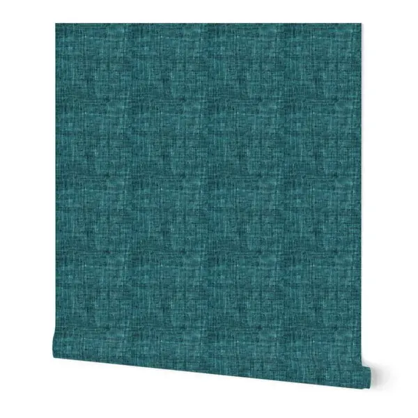 Spoonflower Fable Textured Solid Teal Blue Aqua 100% Natural Sisal Grasscloth Wallcovering