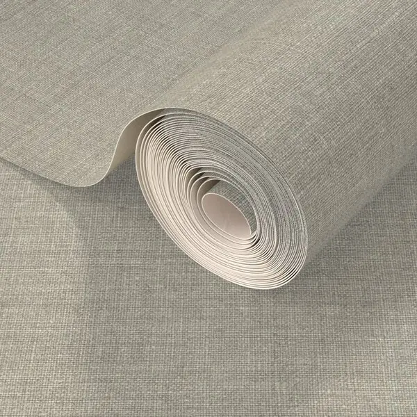 Spoonflower Linnen Texture Warm 100% Natural Sisal Grasscloth Wallcovering - Gray