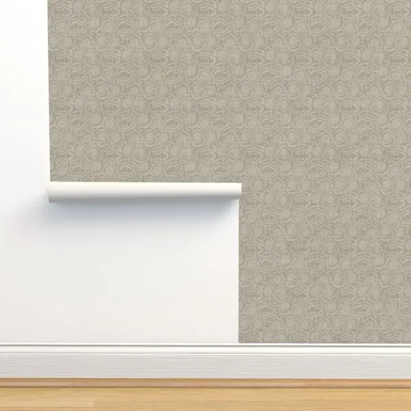 Spoonflower Senna Light Desaturated 100% Natural Sisal Grasscloth Wallcovering - Gray,green