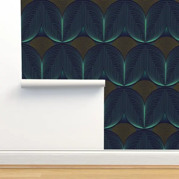 Spoonflower Geometric Art Deco Flower 100% Natural Sisal Grasscloth Wallcovering