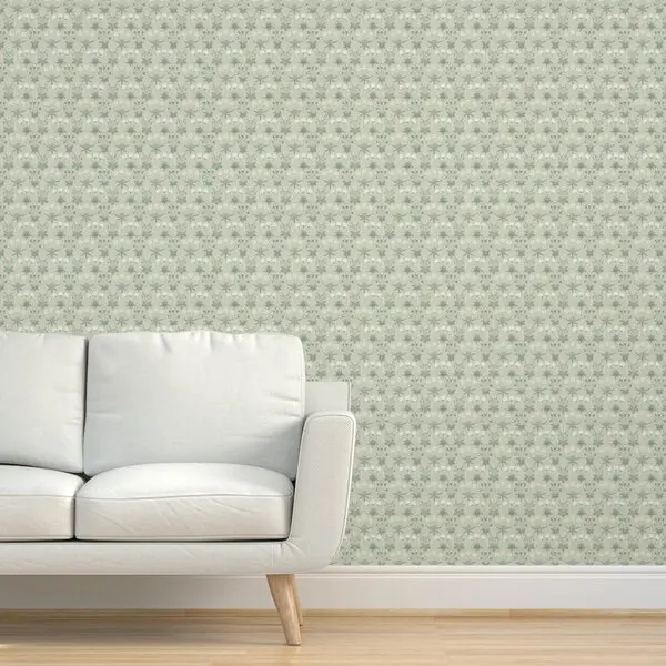 Spoonflower Clovers Sage Seafoam 100% Natural Sisal Grasscloth Wallcovering