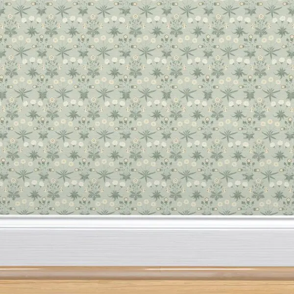 Spoonflower Clovers Sage Seafoam 100% Natural Sisal Grasscloth Wallcovering