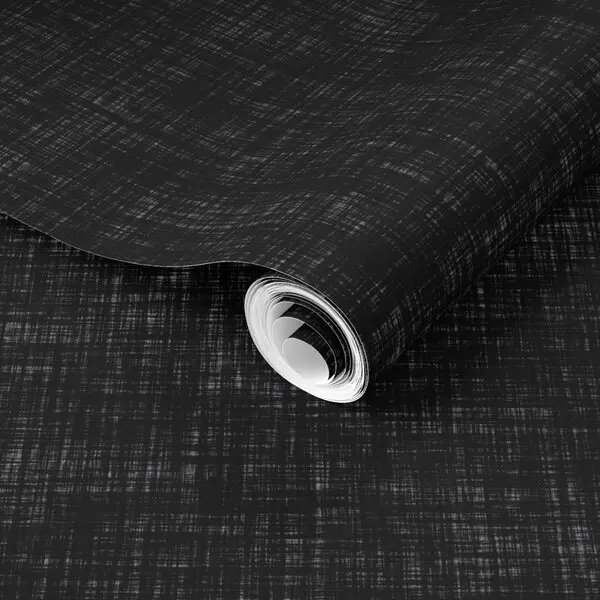 Spoonflower Solid 100% Natural Sisal Grasscloth Wallcovering - Black