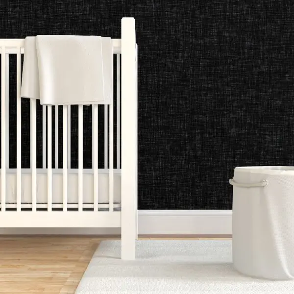 Spoonflower Solid 100% Natural Sisal Grasscloth Wallcovering - Black