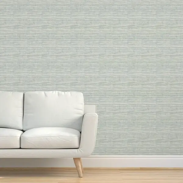Spoonflower Adventure Stripe Blue 100% Natural Sisal Grasscloth Wallcovering