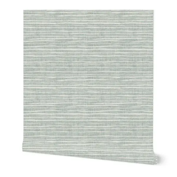 Spoonflower Adventure Stripe Blue 100% Natural Sisal Grasscloth Wallcovering