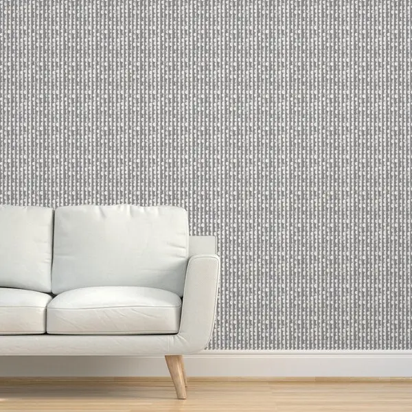 Spoonflower Ultimate And White Scratched Stripes Semicircles 100% Natural Sisal Grasscloth Wallcovering - Gray,white