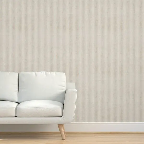 Spoonflower Aegean Ticking Stripe Jute 100% Natural Sisal Grasscloth Wallcovering - Gray