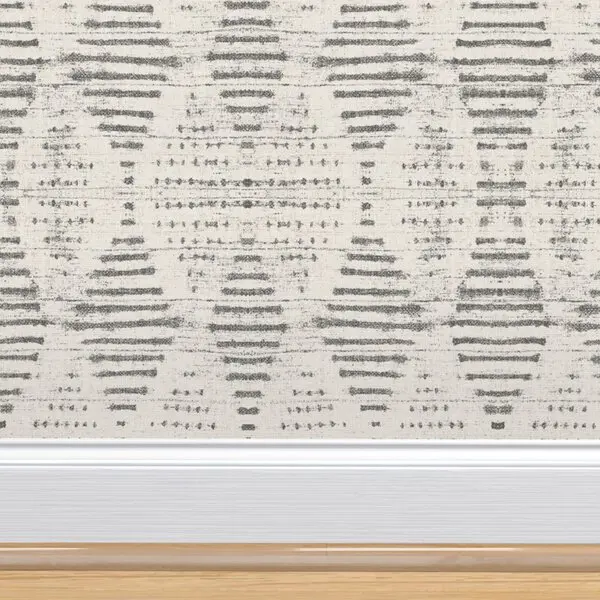 Spoonflower Kufi Grey Light 100% Natural Sisal Grasscloth Wallcovering - Beige,gray