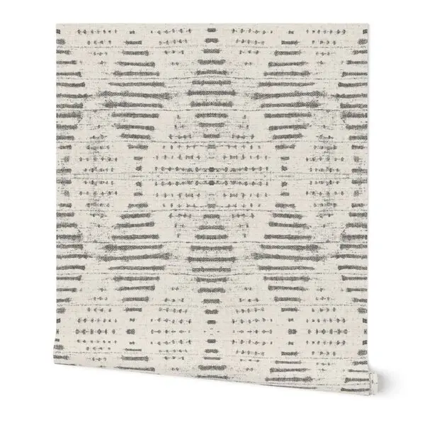 Spoonflower Kufi Grey Light 100% Natural Sisal Grasscloth Wallcovering - Beige,gray