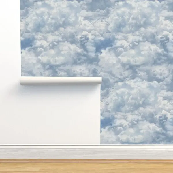 Spoonflower Sky Full Of Clouds 100% Natural Sisal Grasscloth Wallcovering
