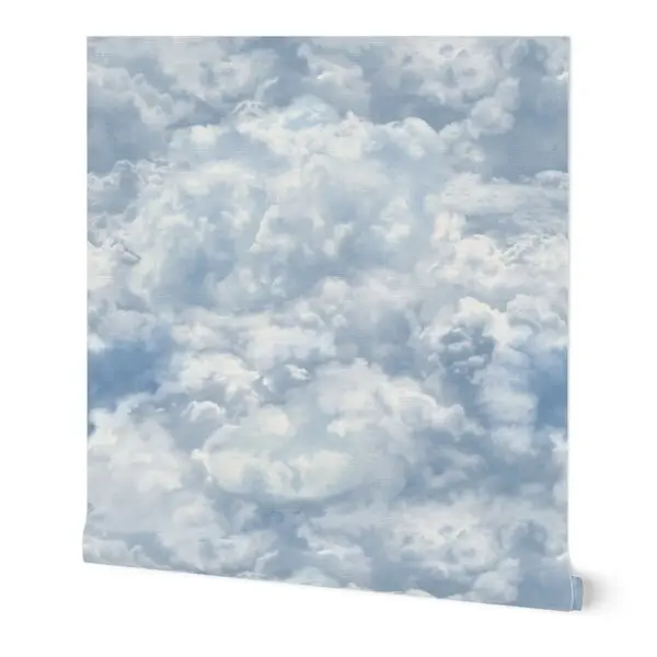 Spoonflower Sky Full Of Clouds 100% Natural Sisal Grasscloth Wallcovering