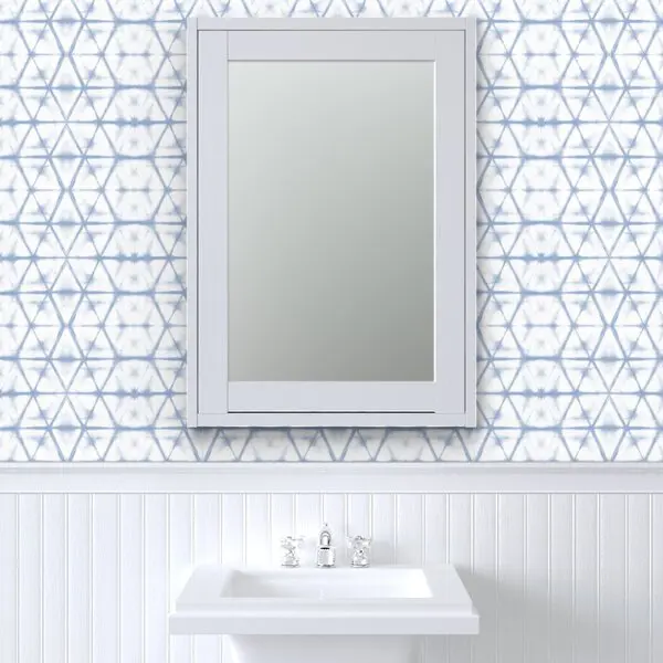 Spoonflower Modern Geometric Abstract Contemporary Beach Custom Pre-pasted Wallpaper - Blue