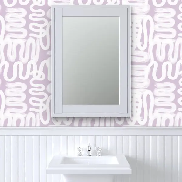 Spoonflower Modern Art Punk Abstract Art Graffiti Custom Pre-pasted Wallpaper - Purple