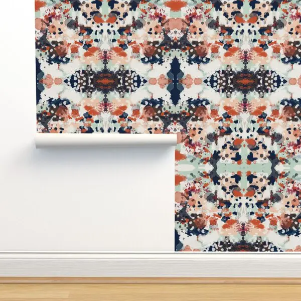 Spoonflower Abstract Painted Painterly Impressionism 100% Natural Sisal Grasscloth Wallcovering
